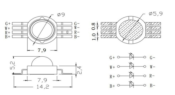 High power 12W RGBW LED